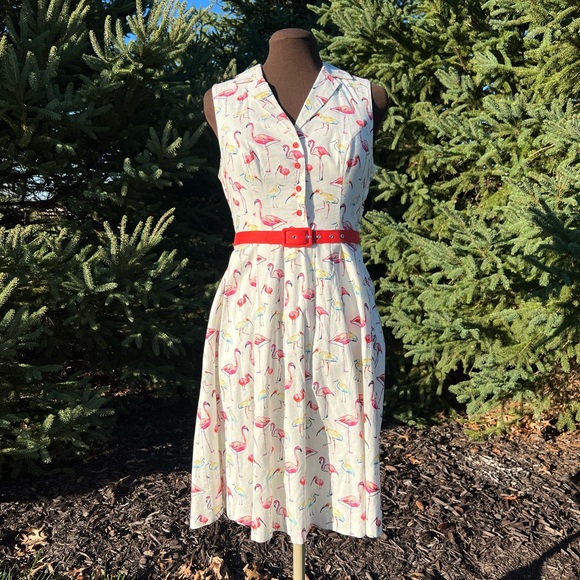Modcloth | Dresses | Adorable Modcloth Flamingo Midi Dress With Pockets ...